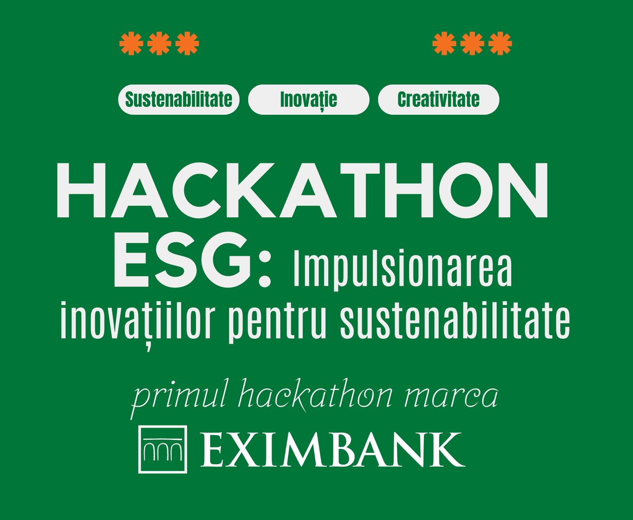EXIMBANK desfășoară în premieră HACKATHON ESG: impulsionarea inovațiilor pentru sustenabilitate
